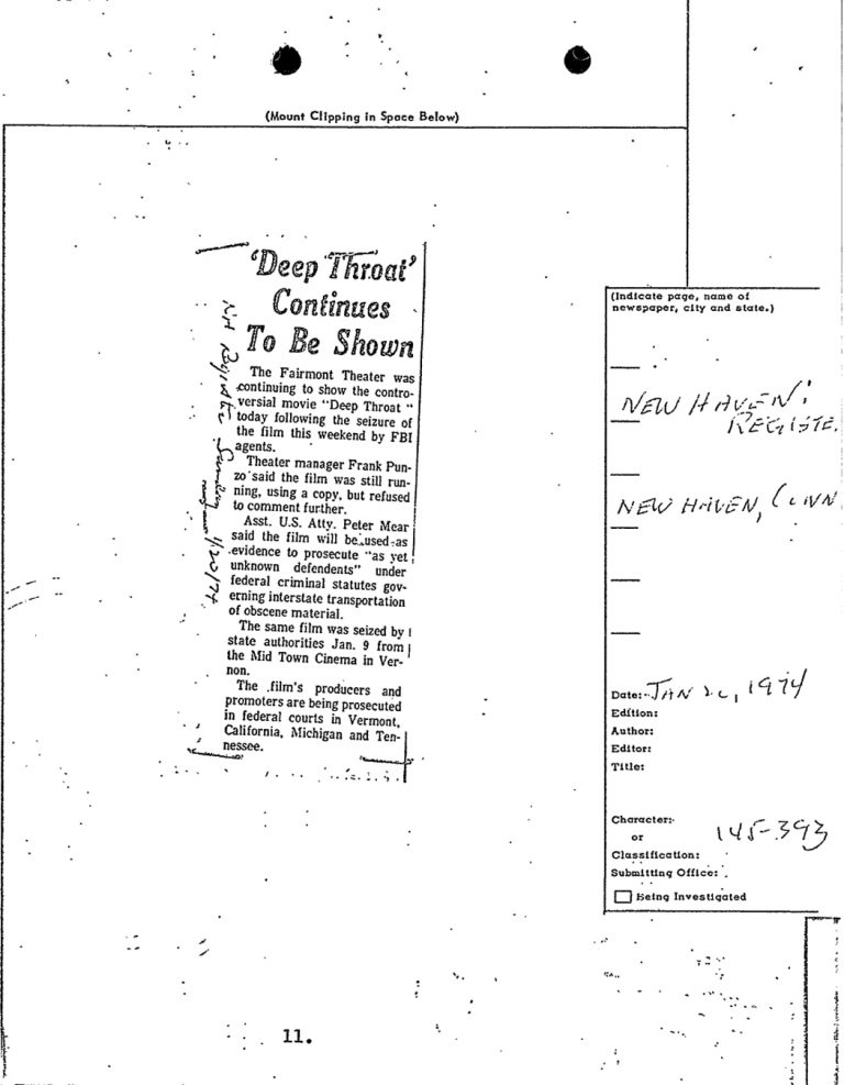 Declassified! FBI Deep Throat Files: Anatomy of an Investigation - The ...